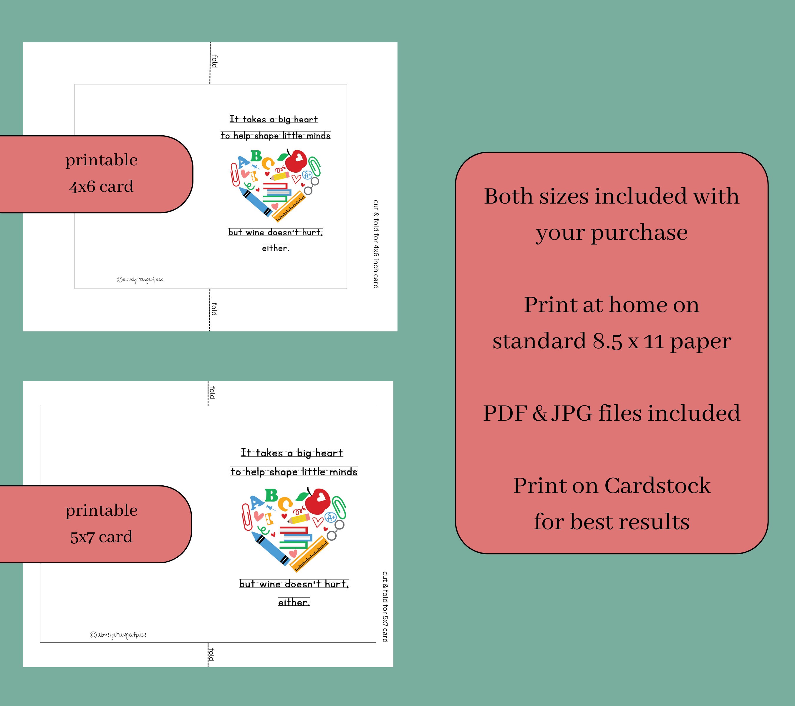 Funny Teacher Appreciation Card | Teacher Greeting Card | Printable ...