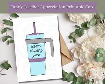 Funny Teacher Appreciation Card | Teacher Greeting Card | Printable ...