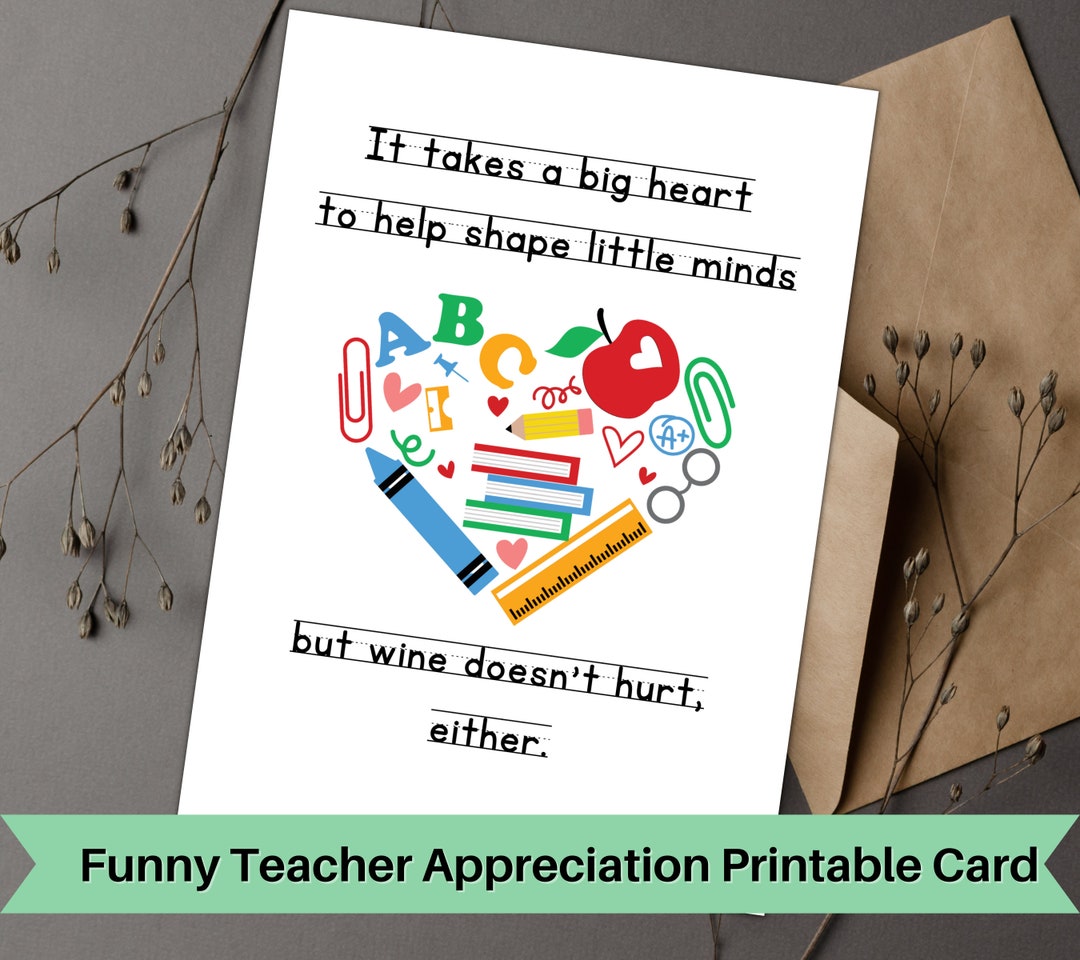 Funny Teacher Appreciation Card | Teacher Greeting Card | Printable ...