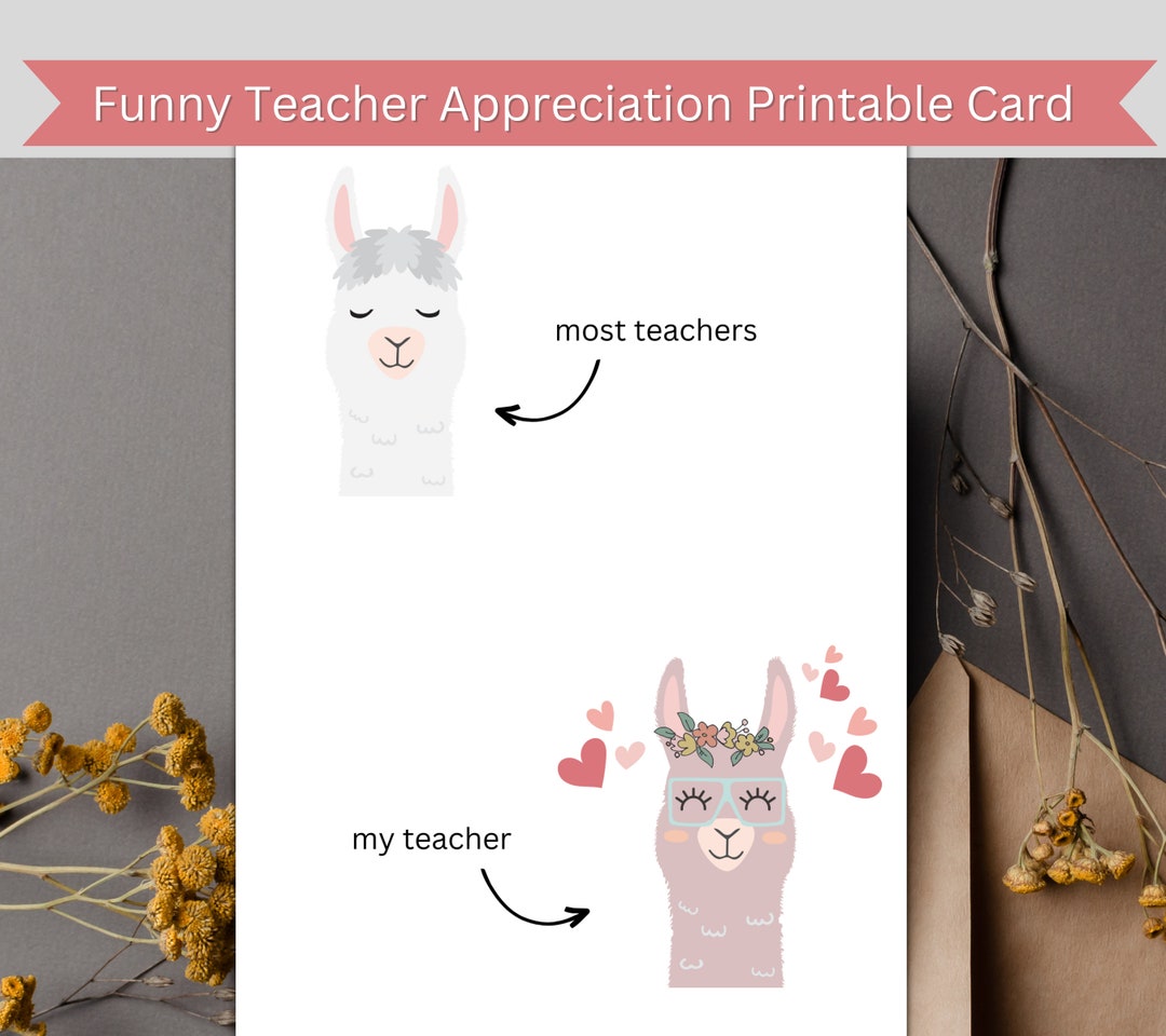 Funny Teacher Appreciation Card | Teacher Greeting Card | Printable ...