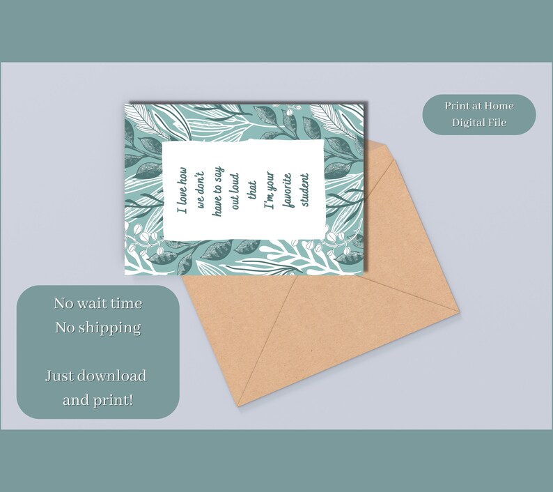 Funny Teacher Appreciation Card | Teacher Greeting Card | Printable ...