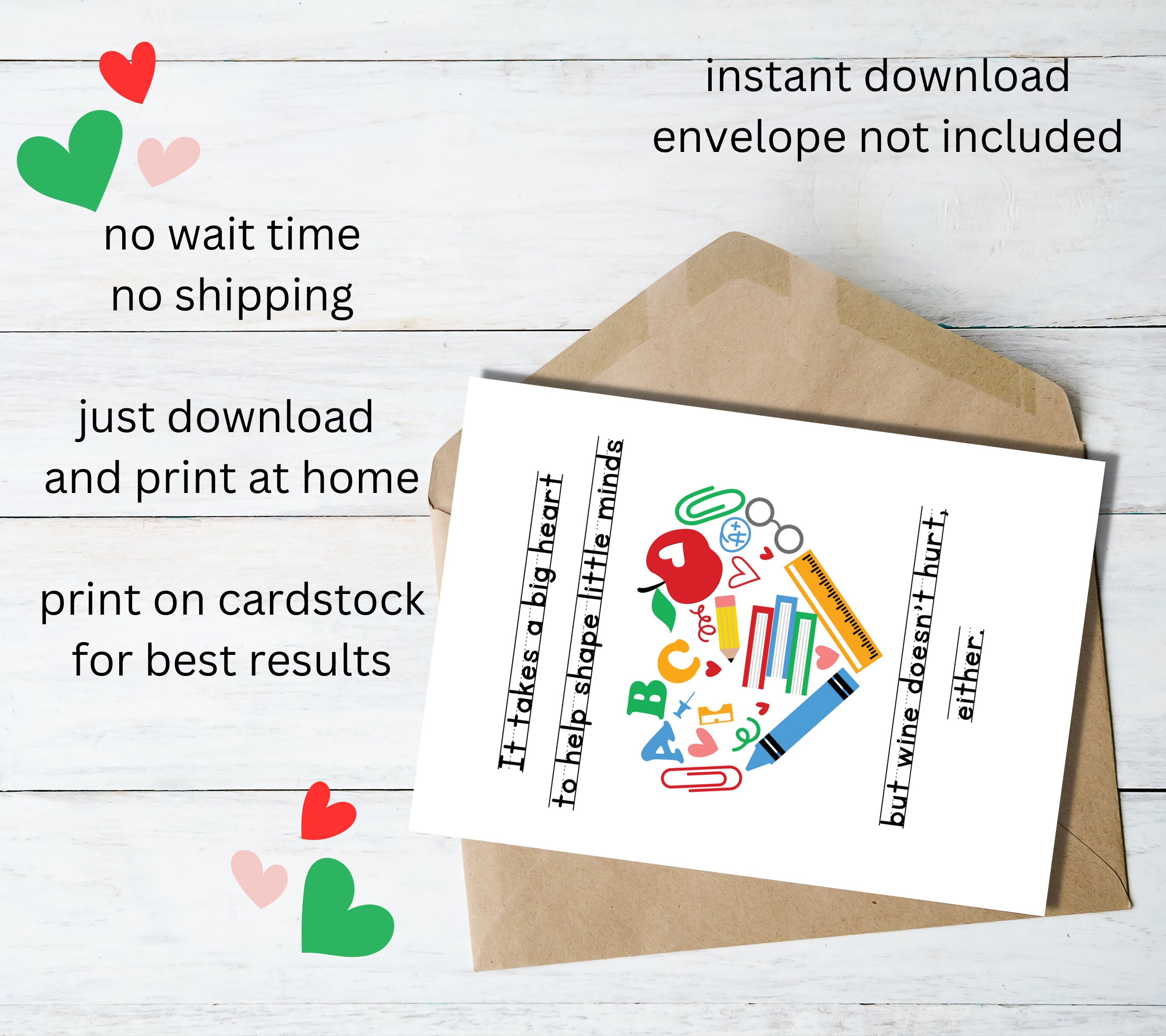 Funny Teacher Appreciation Card | Teacher Greeting Card | Printable ...