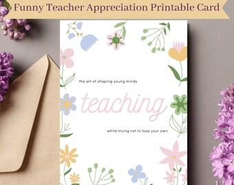 Funny Teacher Appreciation Card | Teacher Greeting Card | Printable ...