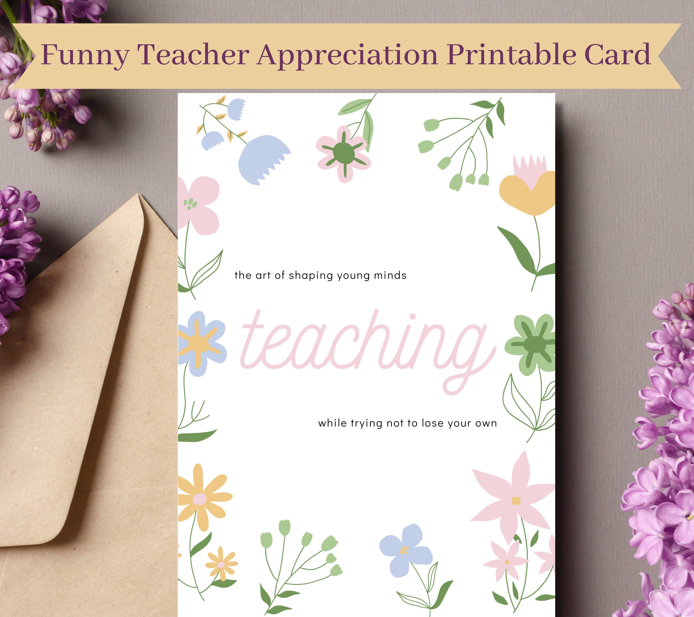 Funny Teacher Appreciation Card | Teacher Greeting Card | Printable ...