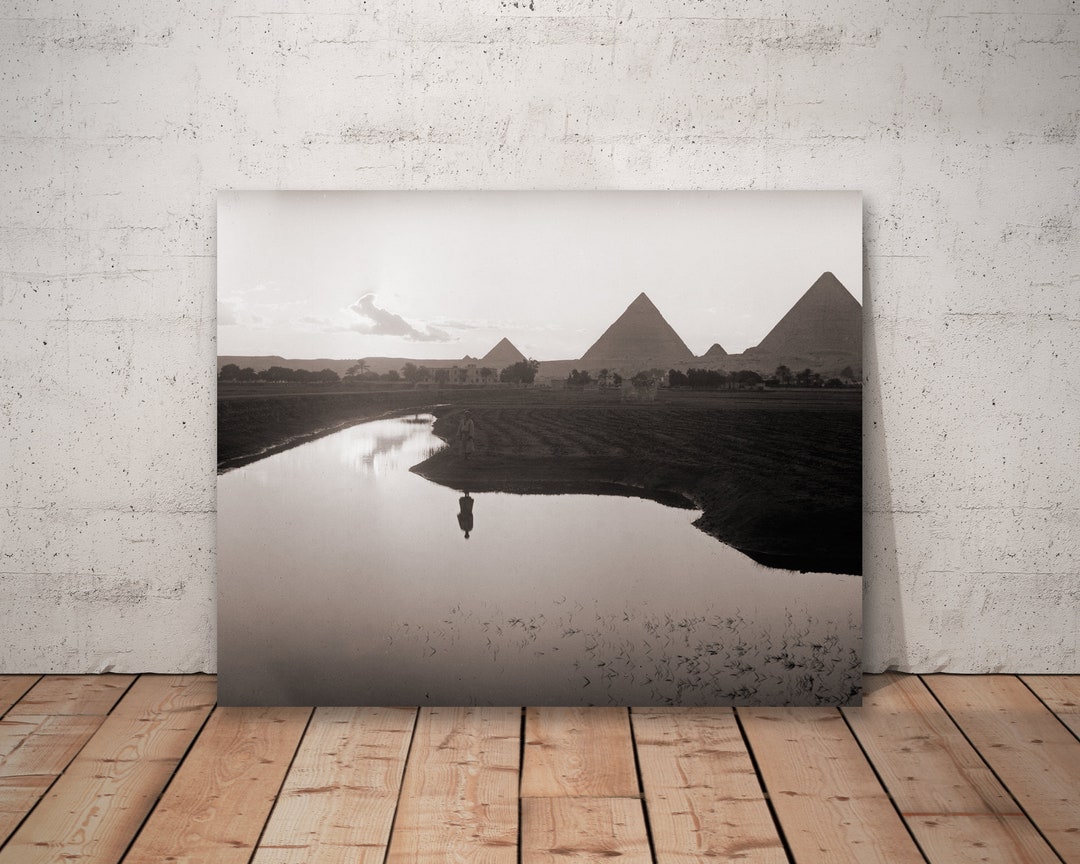 Cairo Pyramids Vintage Print: Nile River Evening Scene - Etsy