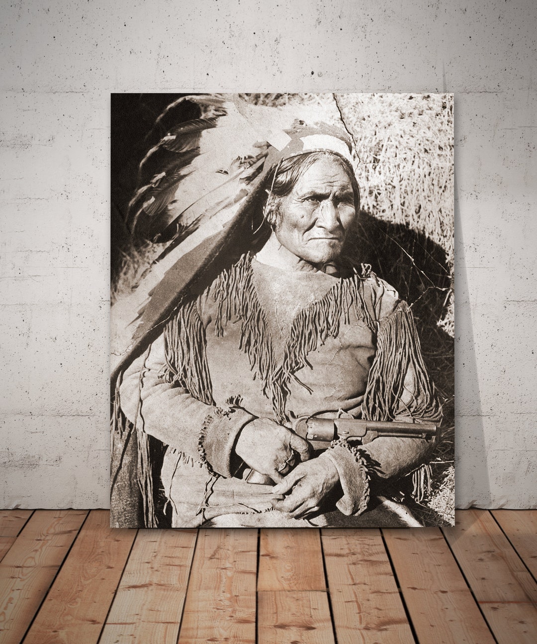 Apache Chief Geronimo Portrait Holding Revolver, Apache Indians ...