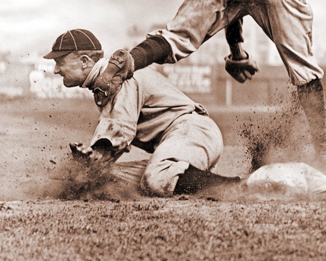 Ty Cobb "sliding Into Third", Iconic Baseball Photo, Famous Baseball ...