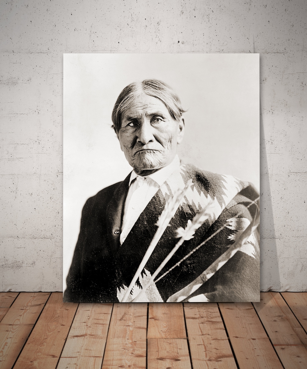 Chief Geronimo Portrait, Apache Leader, Holding Bow and Arrows ...