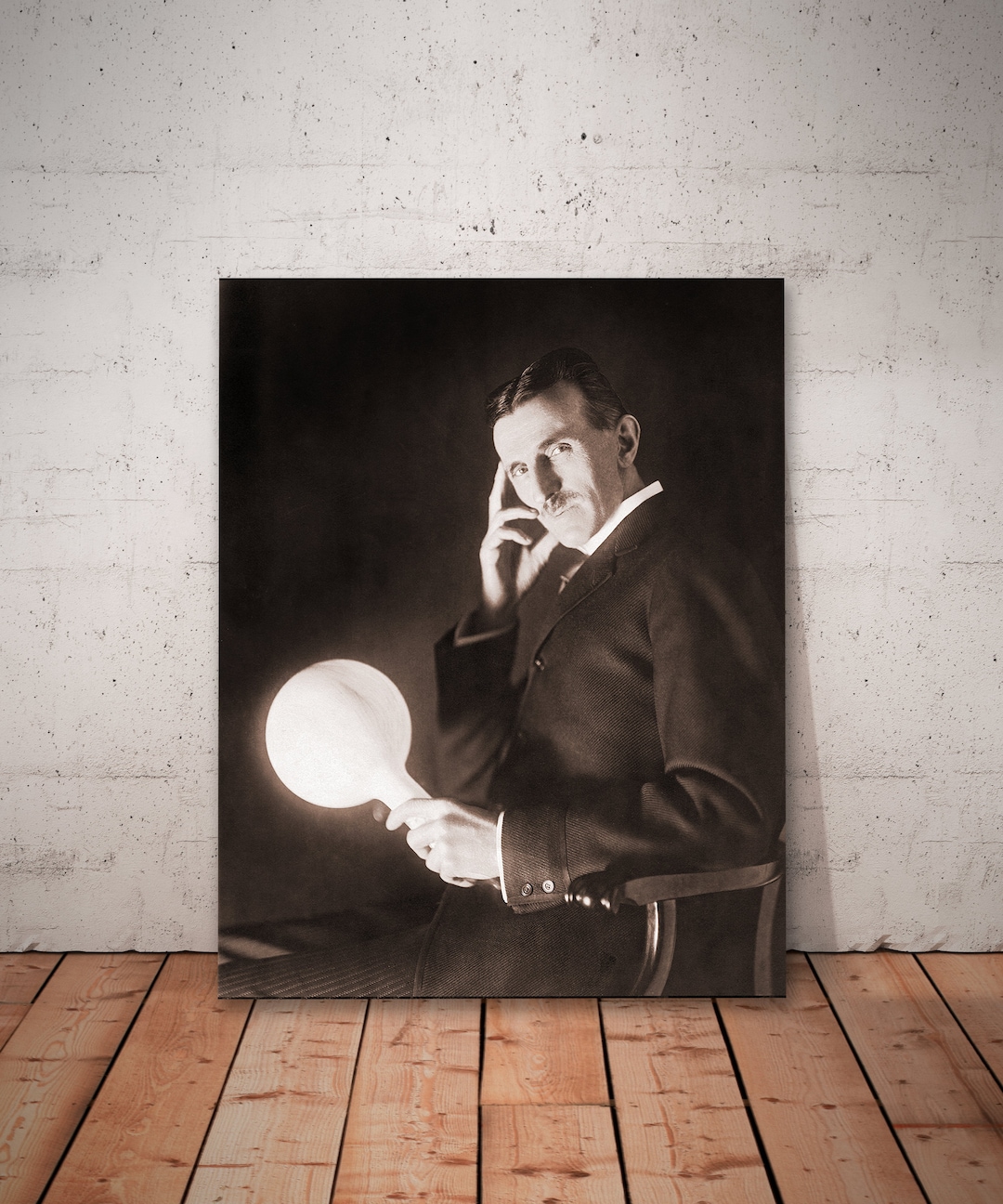 Nikola Tesla Holding a Light Bulb, Physics History, Electrical Science ...