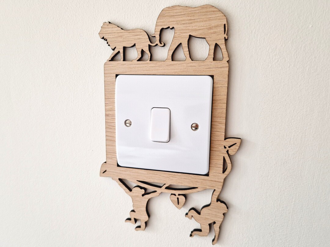 Wooden Safari Animals Light Switch Surround for Kids Room, Jungle Wild ...