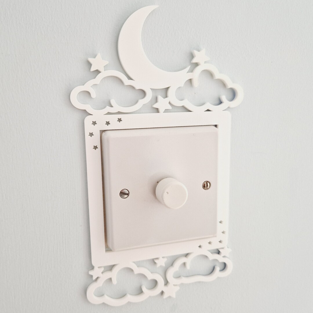 White Clouds Moon and Stars Light Switch Surround, Moon Theme Bedroom ...
