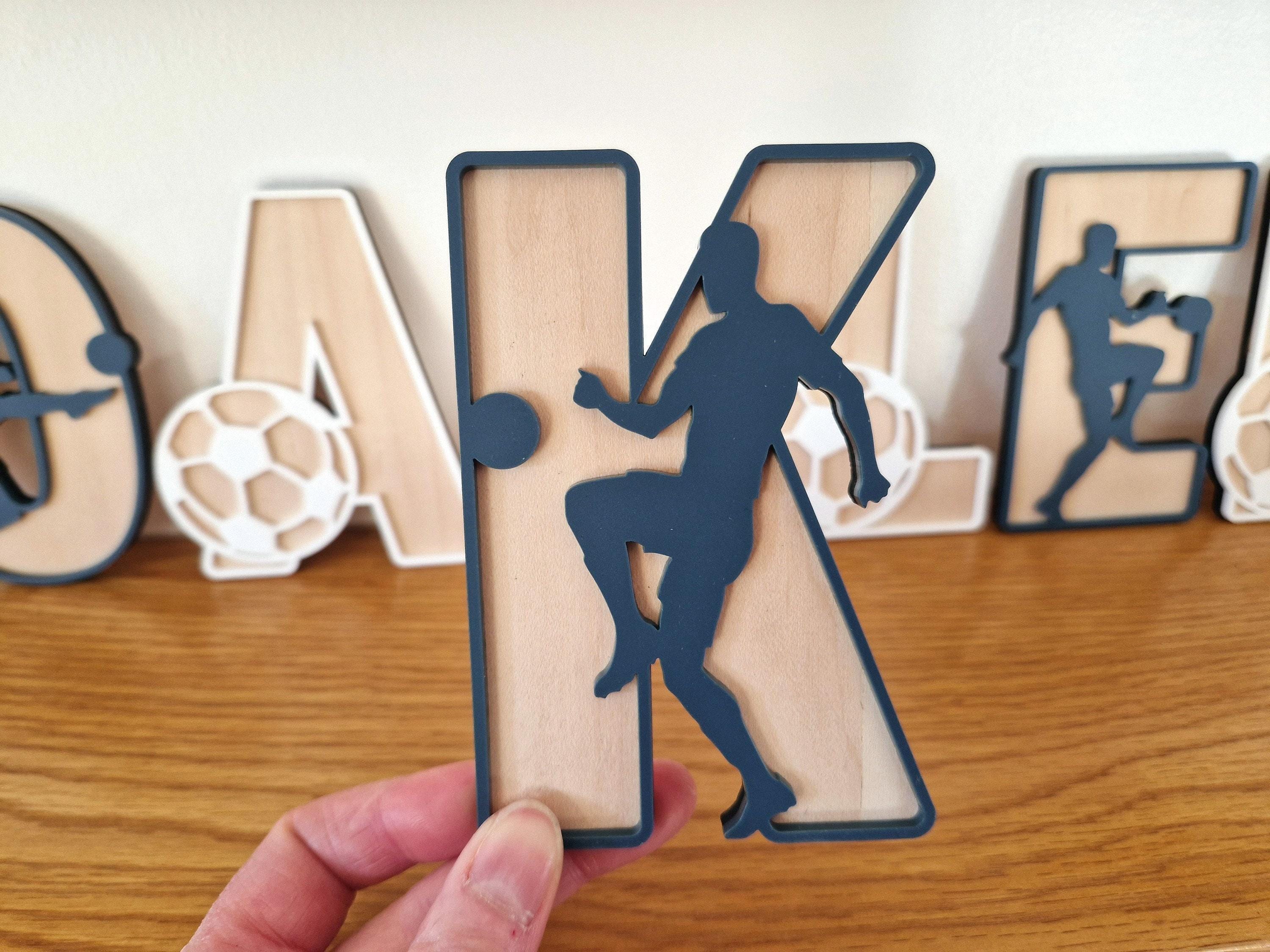 Wooden Football Alphabet Letters, Personalised Football Player Name ...