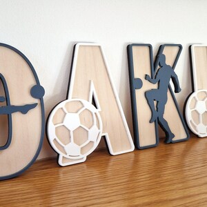 Wooden Football Alphabet Letters, Personalised Football Player Name ...
