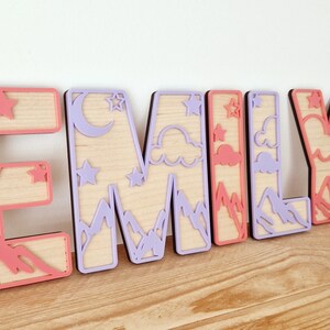 Moon and Mountains Letters Alphabet, Personalised Moon & Stars Wall ...