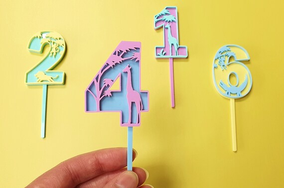 Safari Number Cake Topper Jungle Age Cake Charm Wild Zoo | Etsy