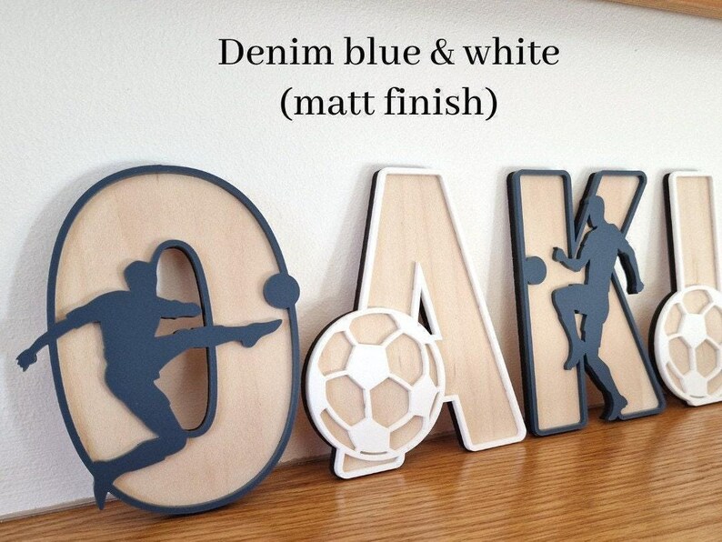 Wooden Football Alphabet Letters, Personalised Football Player Name ...