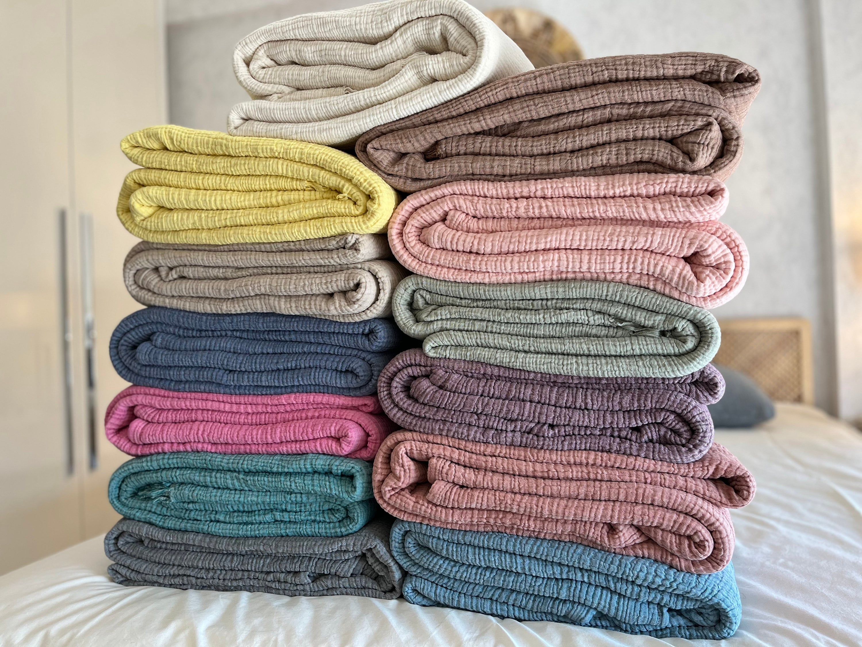 Cozy Muslin Blanket, 100% Cotton Muslin Comfort Bedspread, Made in ...