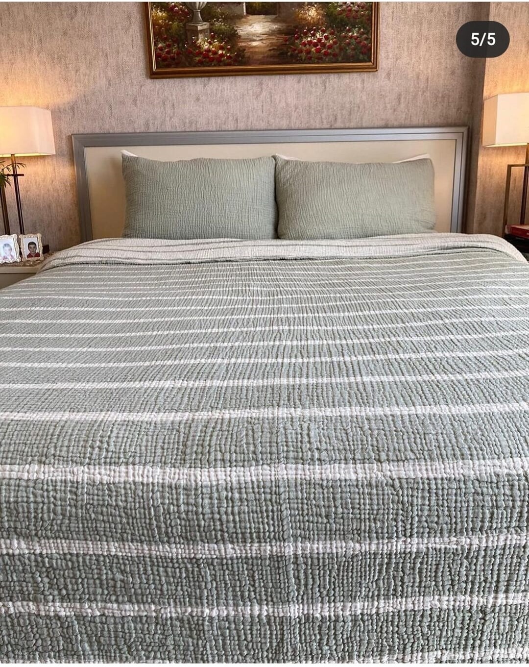 Cozy Striped Muslin Blanket, 100% Cotton Muslin Comfort Bedspread, Made ...