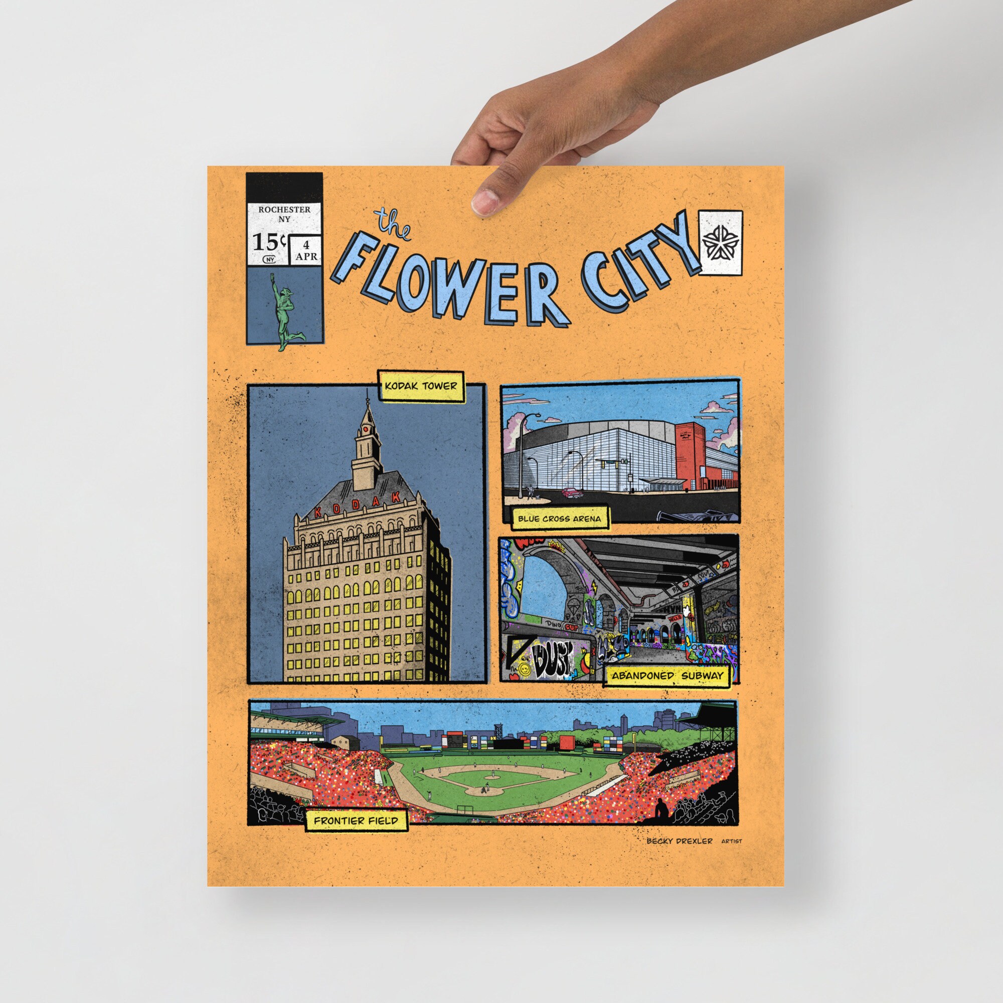 ROC Flower City Comic Poster - Downtown 02 - Etsy