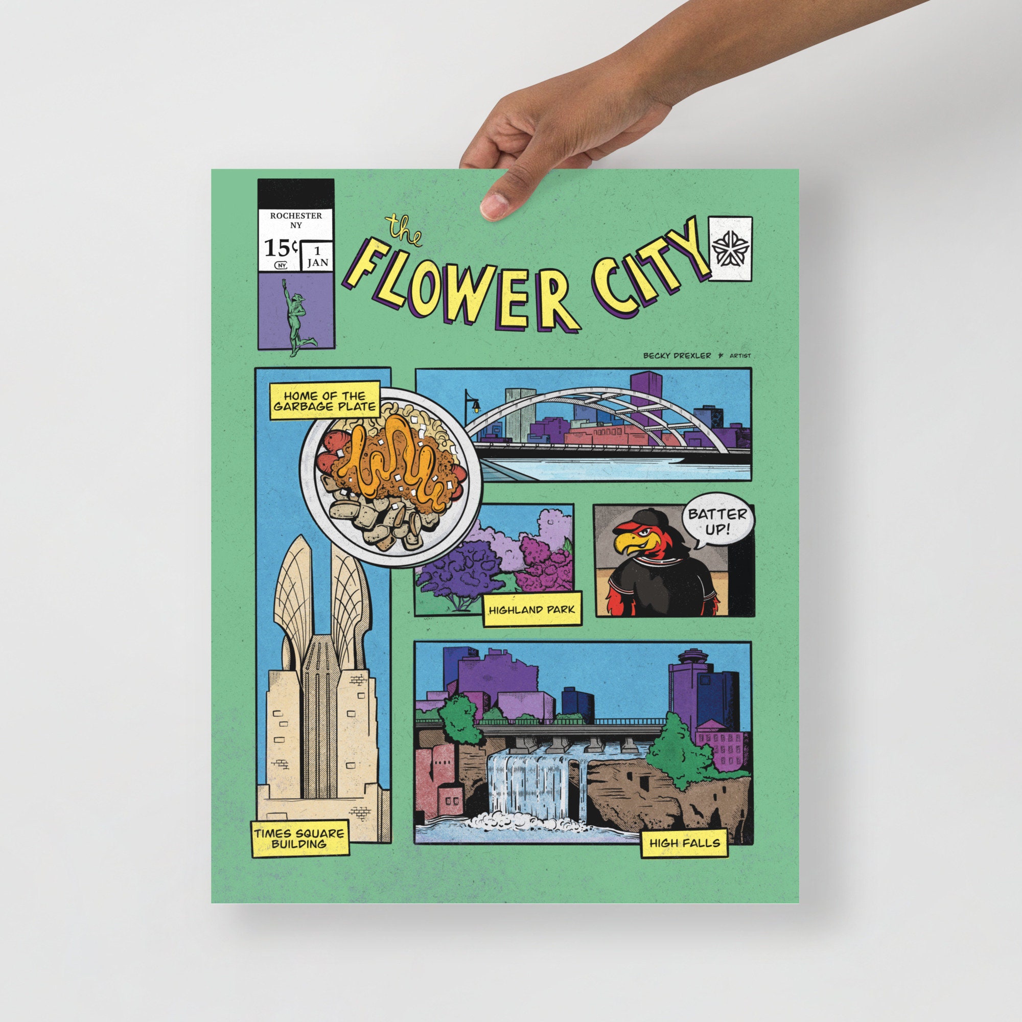 ROC Flower City Comic Poster Downtown 01 - Etsy