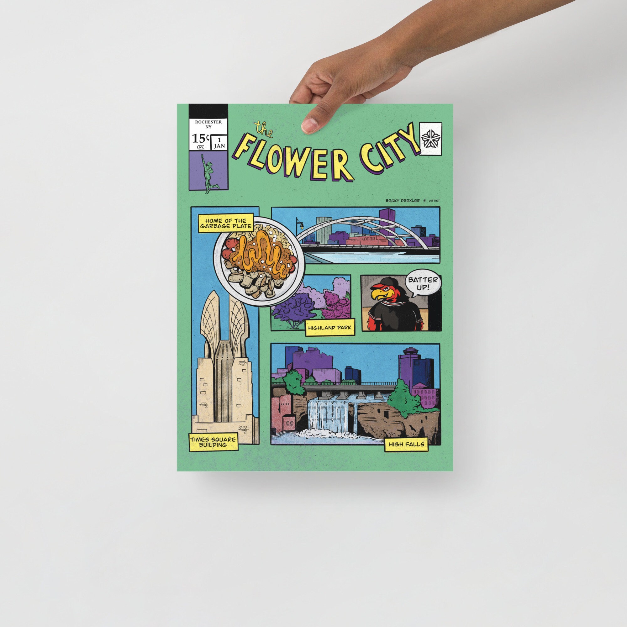 ROC Flower City Comic Poster Downtown 01 - Etsy