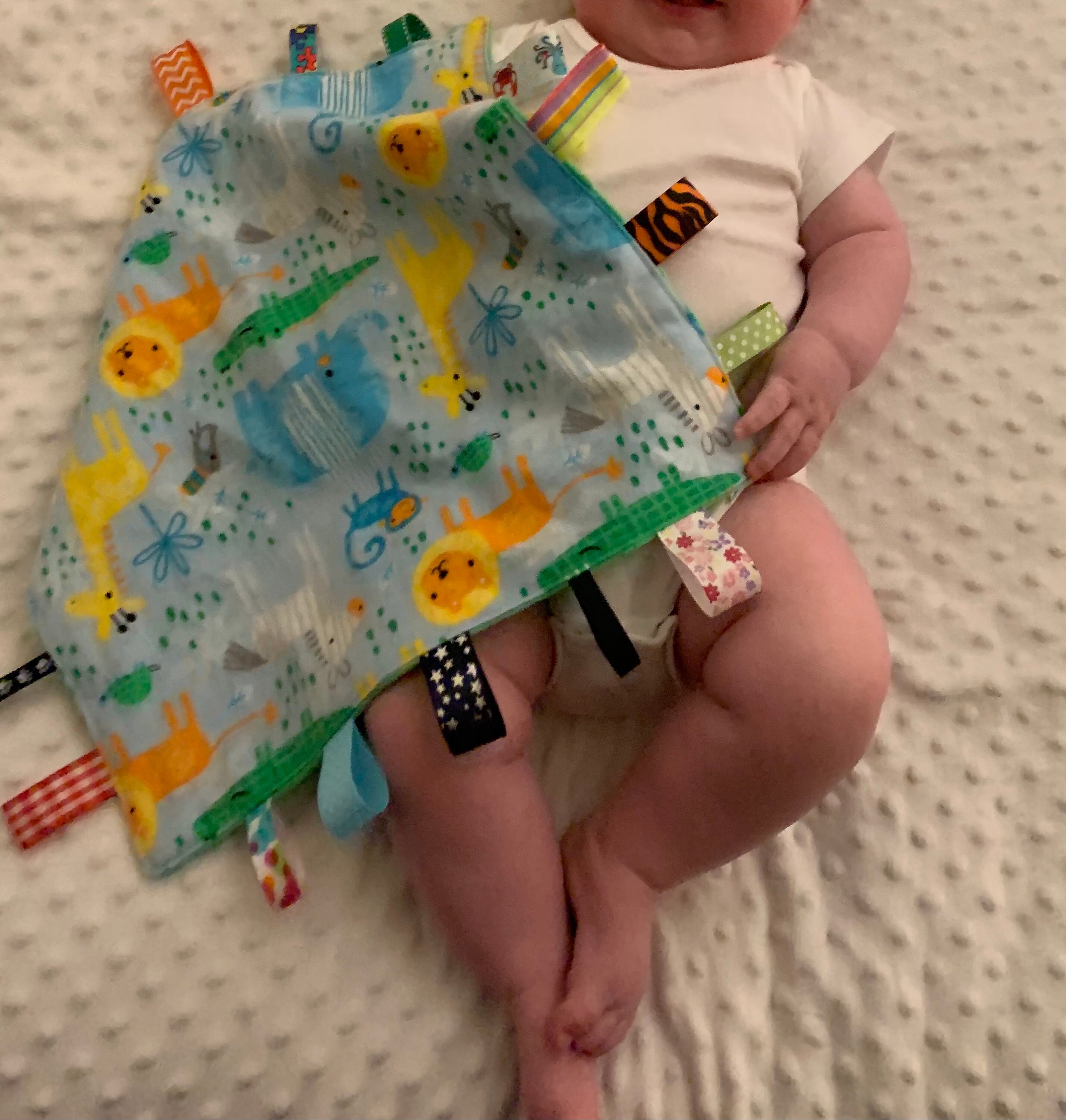 Baby Tag Blanket, Sensory Baby Blanket, Ribbon Blanket, Baby Blanket ...