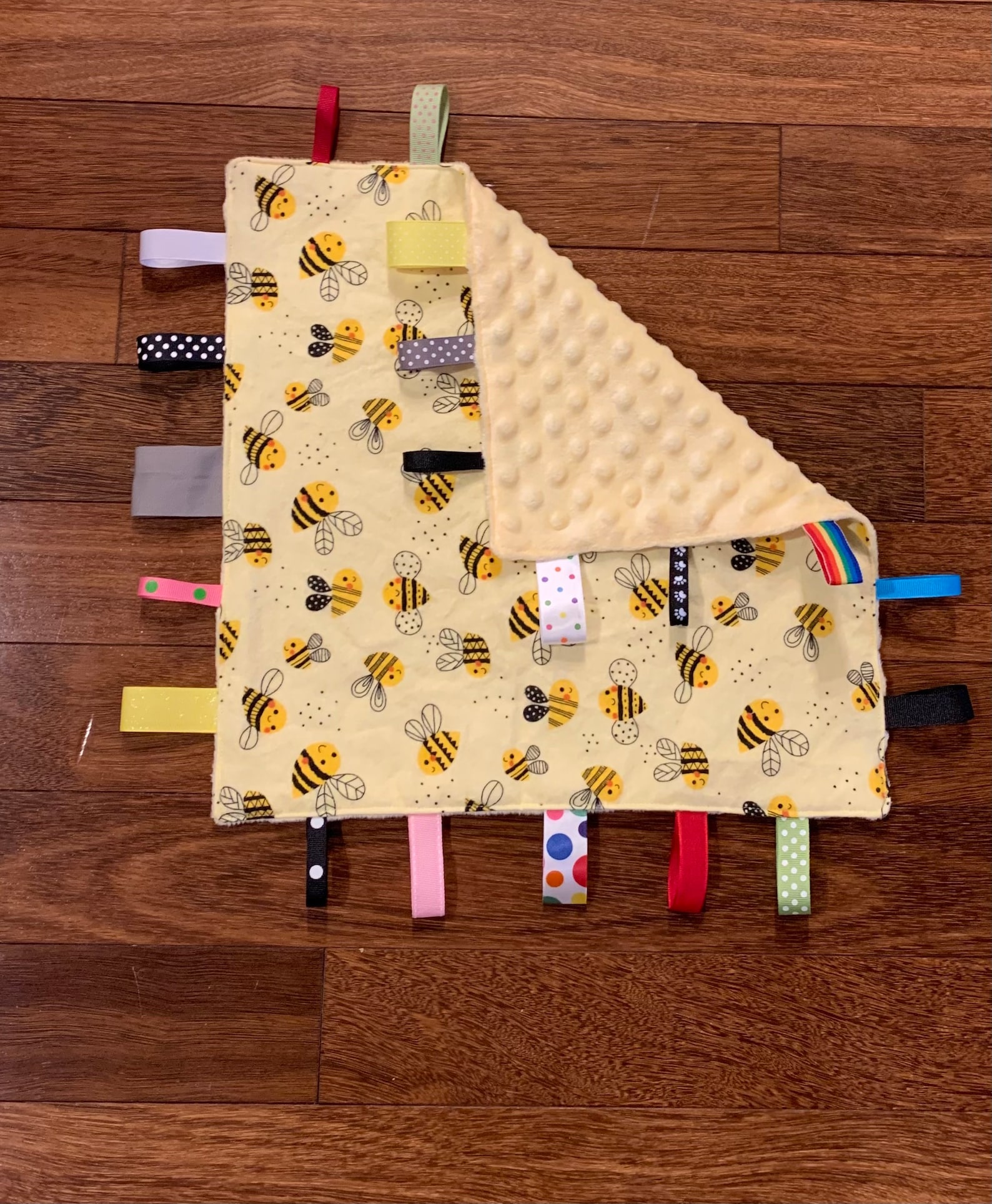 Baby Tag Blanket, Sensory Baby Blanket, Ribbon Blanket, Baby Blanket ...