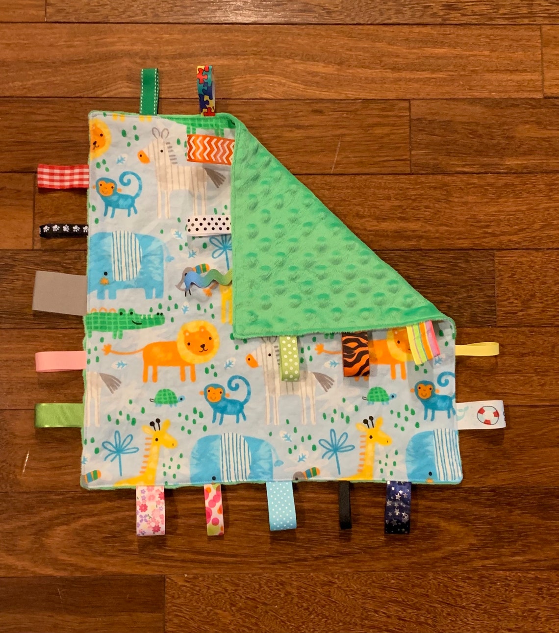 Baby Tag Blanket, Sensory Baby Blanket, Ribbon Blanket, Baby Blanket ...