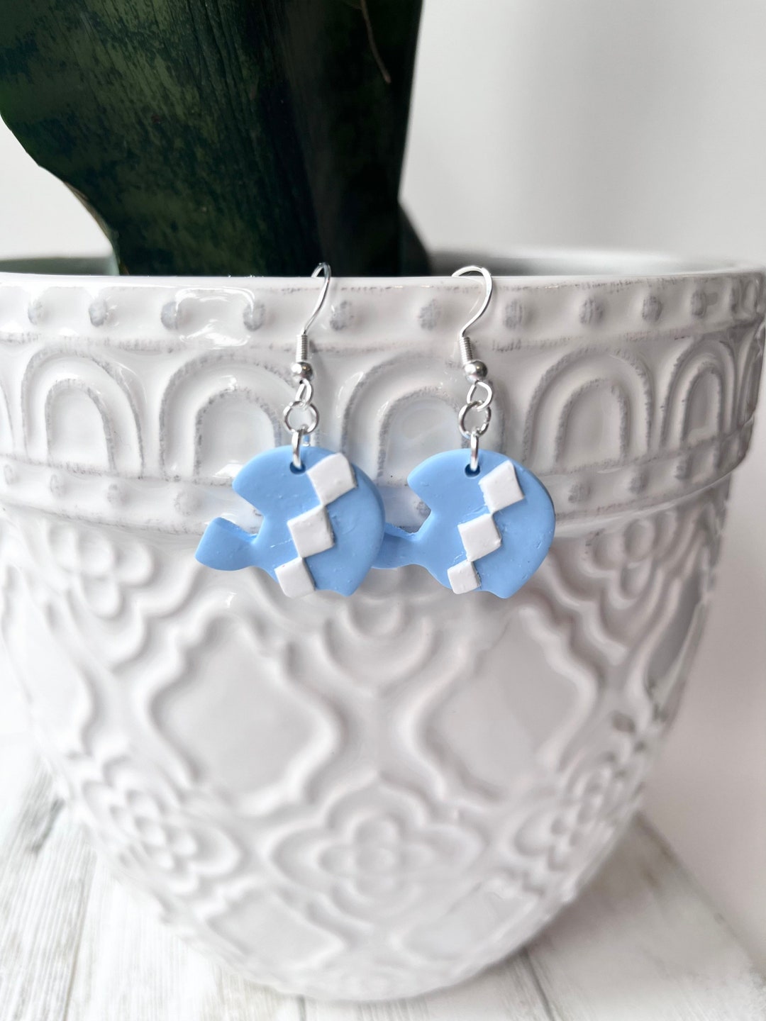 UNC Argyle Football Helmet, Tar Heel Earrings, Polymer Clay Dangle ...