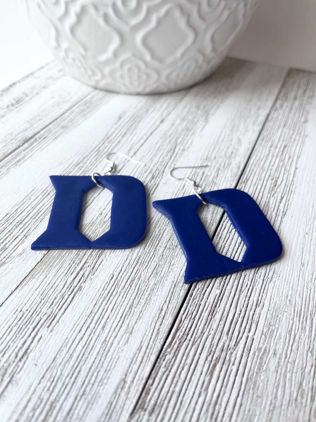 Duke Logo Earrings, Polymer Clay Earrings, Blue Devil Dangle Earrings ...
