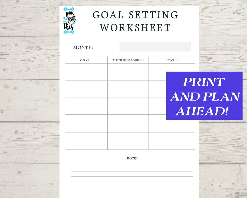 Goal Setting Planning Worksheet - Etsy