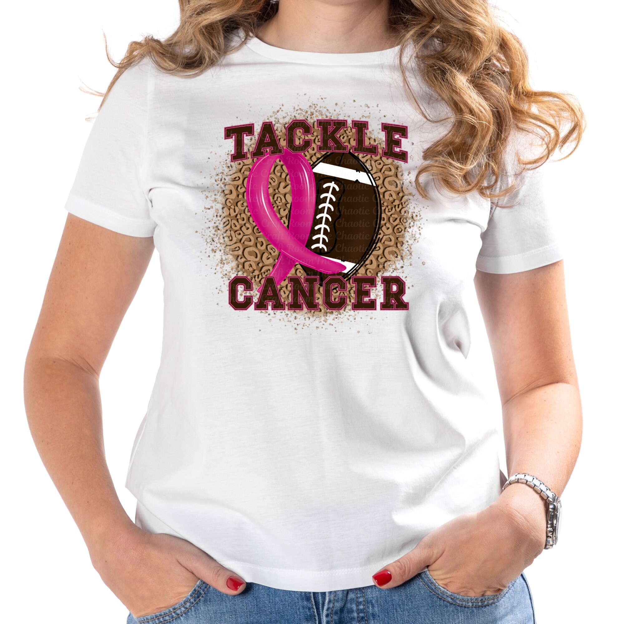 Tackle Cancer Football Pink Ribbon Breast Cancer Digital - Etsy