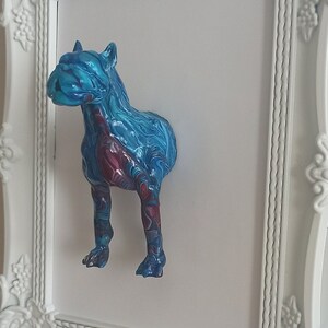 Blue Dog Statue | 3D Sculpture Frame | Home Decor | Colorful Wall Art ...