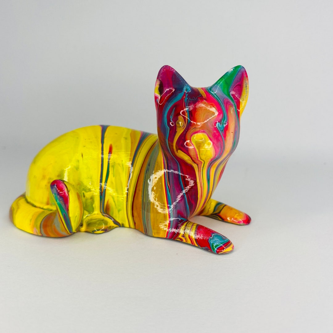 Cat Statue, Colorful Home Decor, Pop Art Cat Sculpture, Colorful Art ...