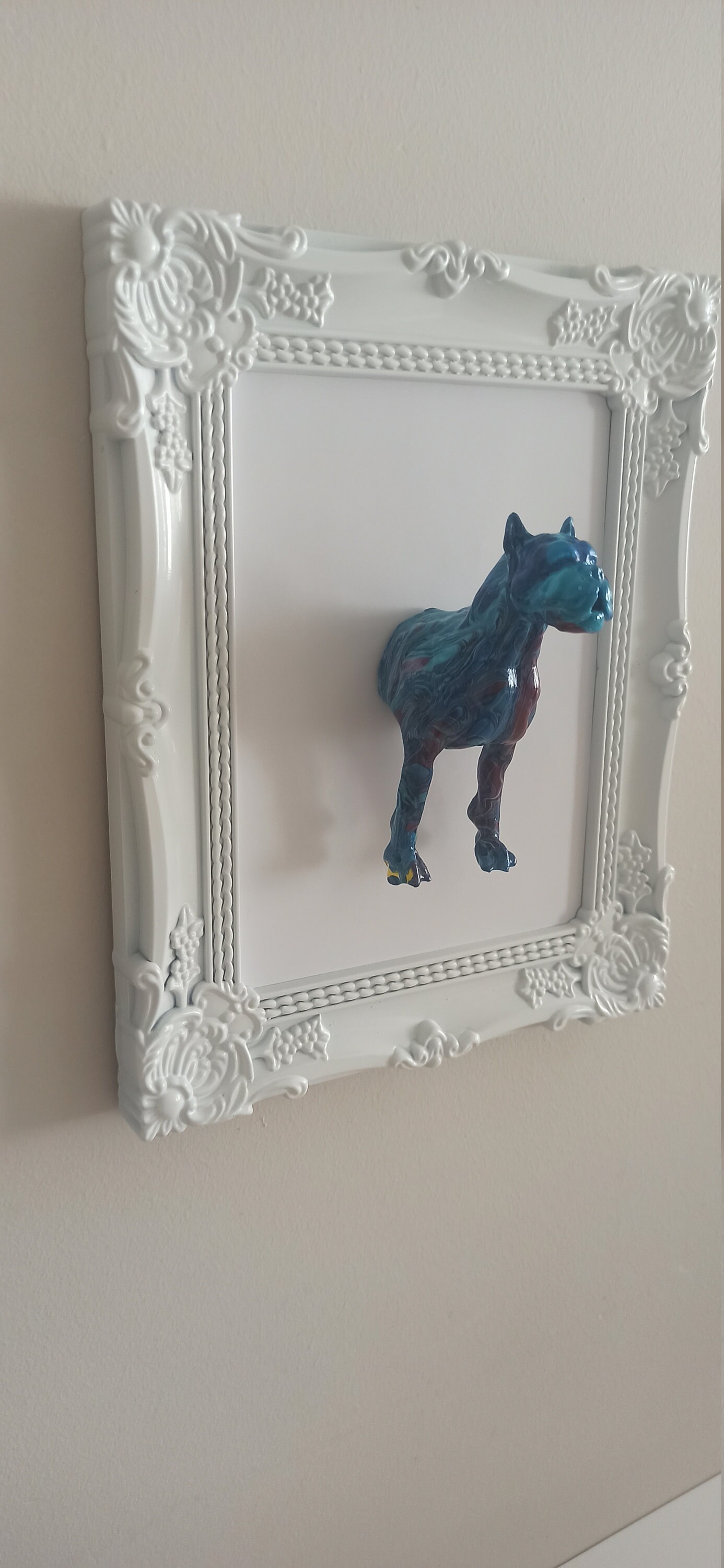 Blue Dog Statue 3D Sculpture Frame Home Decor Colorful Wall Art 3d Art ...