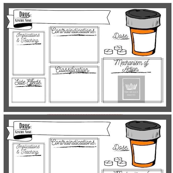 Nursing Pharmacology Template Flashcard - Etsy