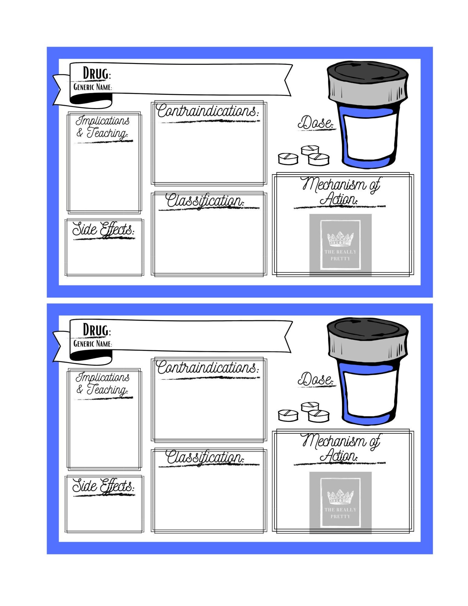 Pharmacology Medication Template - Nursing School Medicine Study ...