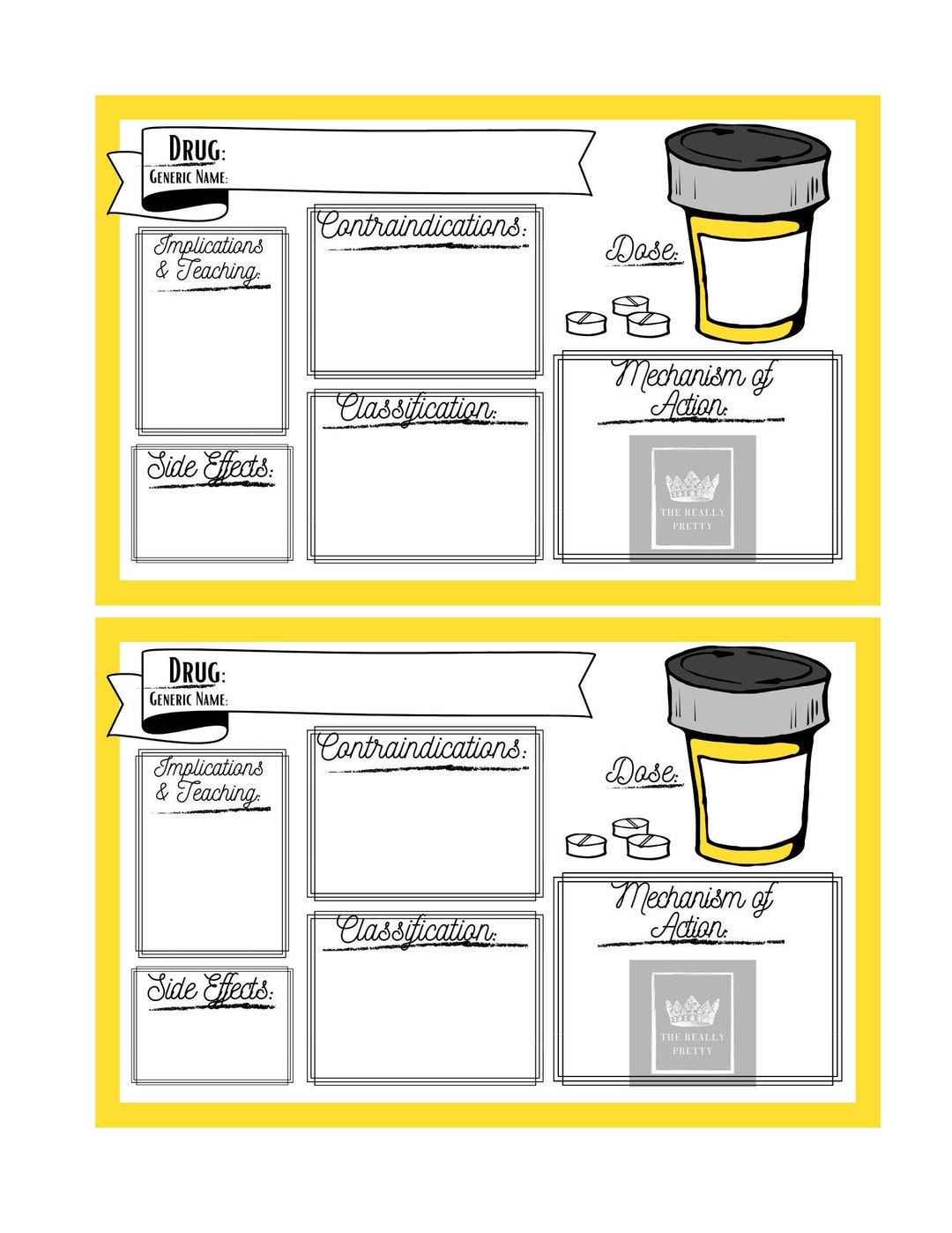 Pharmacology Medication Template - Nursing School Medicine Study ...