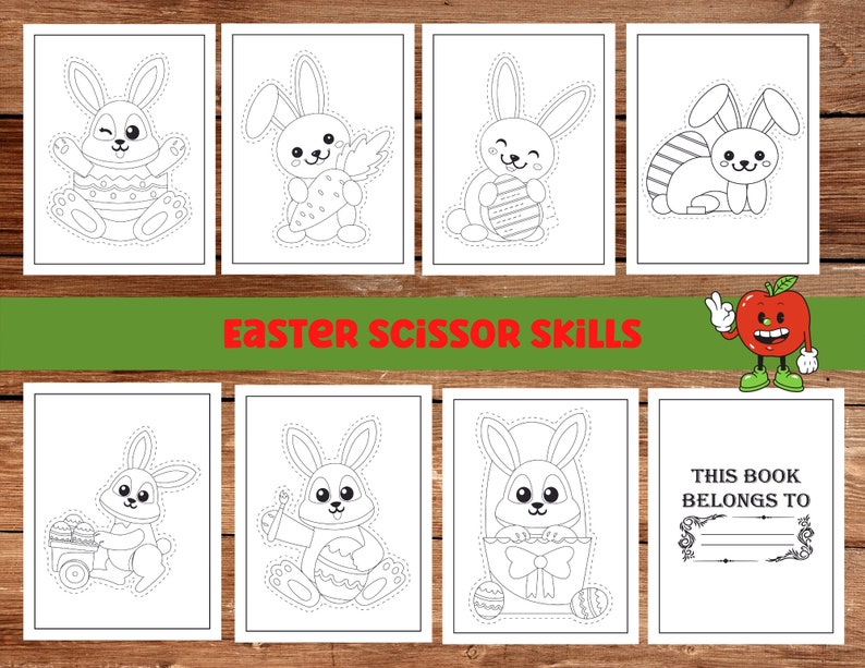 Rabbit Coloring Book: Easter Scissor Skills Activity (digital Download ...