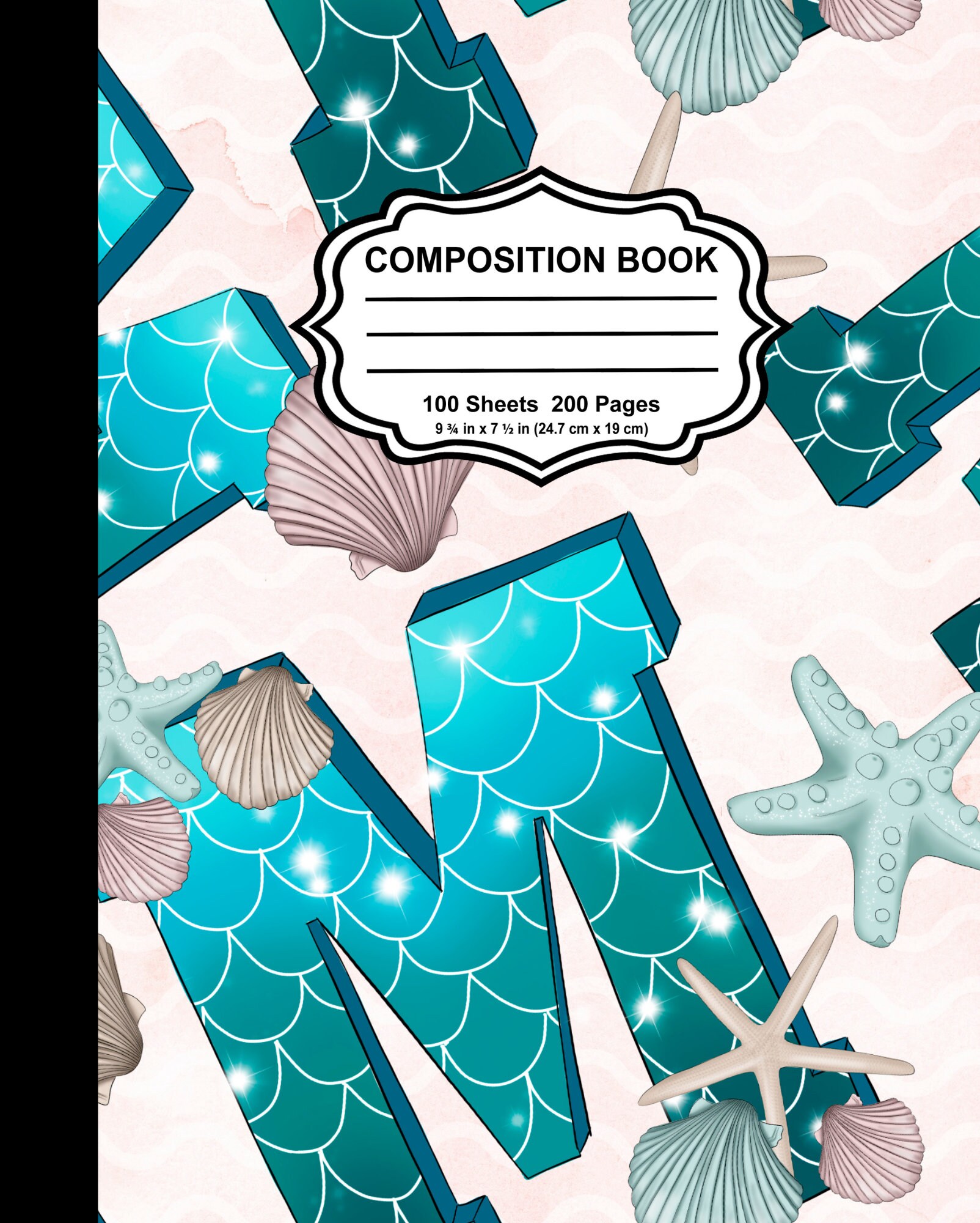 Back to School Wide Ruled or College Ruled Mermaid Composition Notebook ...