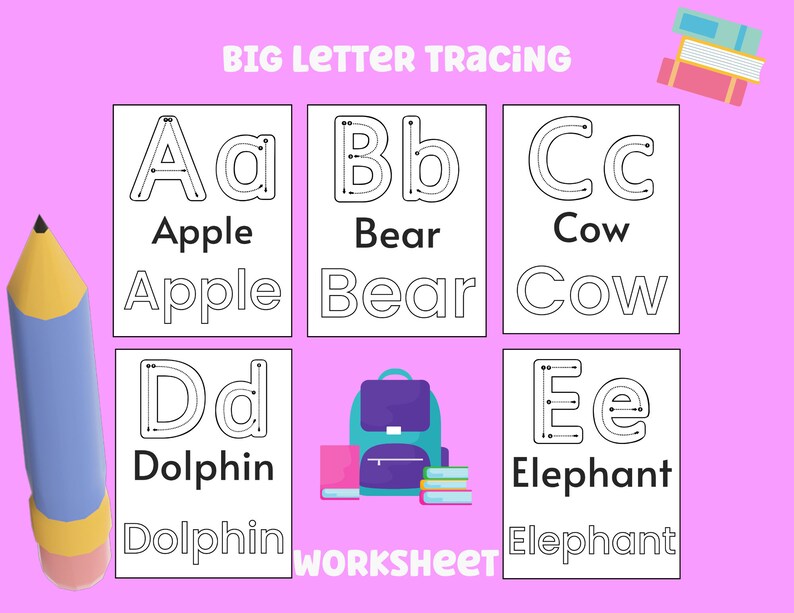 Big Letter Tracing Coloring Pages for Kids Alphabet Tracing - Etsy Canada
