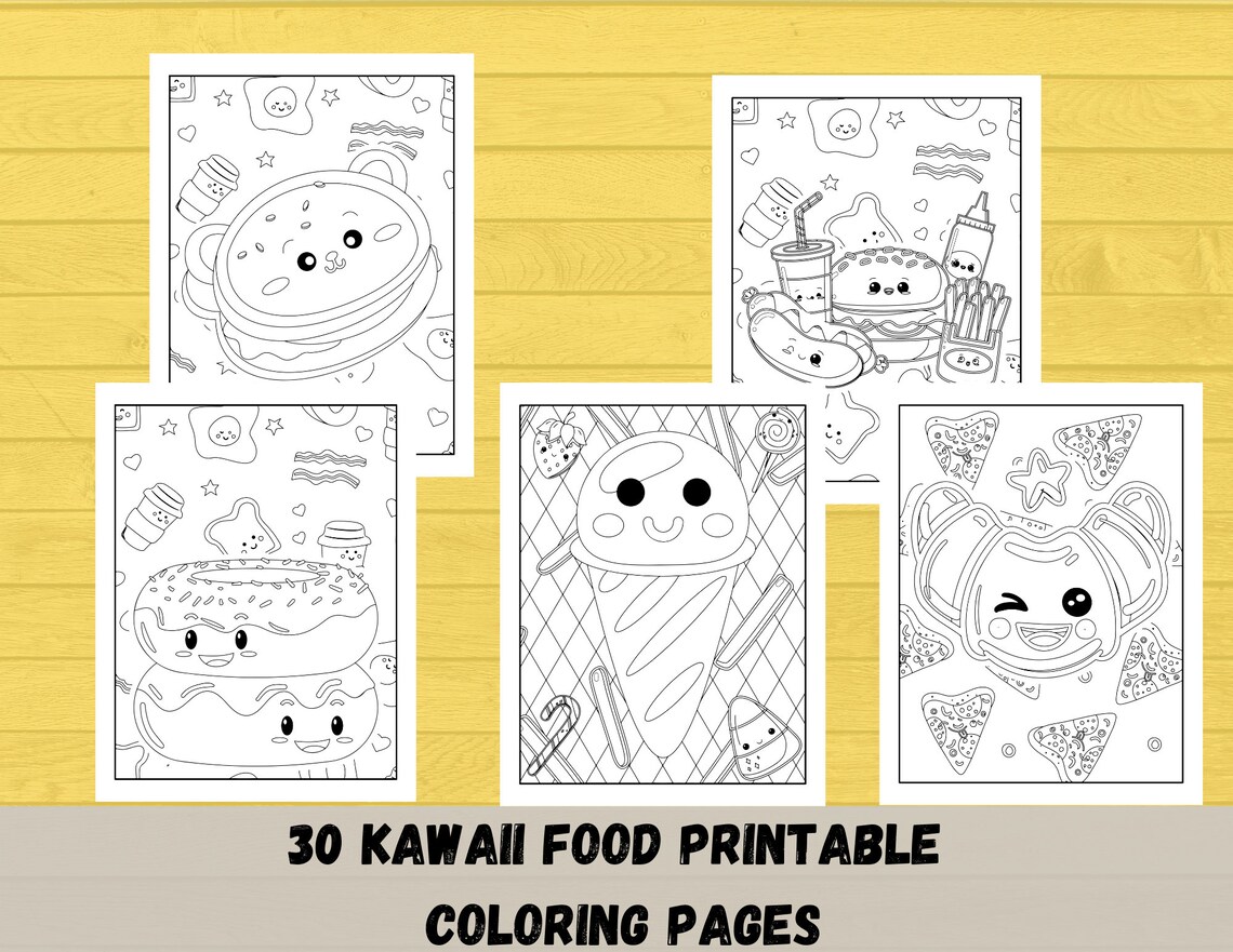 Kawaii Food Coloring Book for Kids, Printable Kawaii Food Activity ...