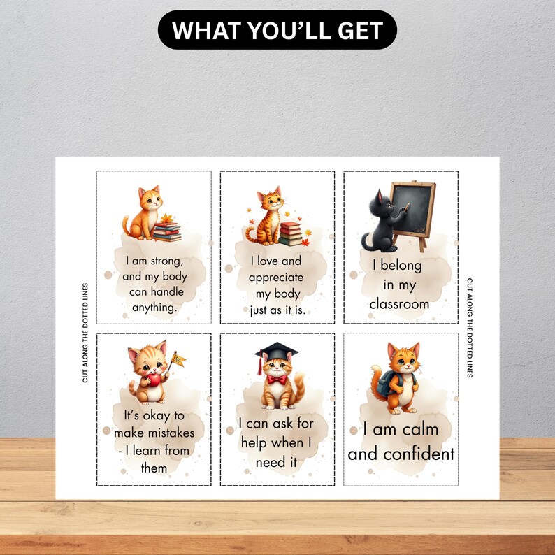 Watercolor Cat Affirmation Cards | Back to School, Classroom Decor ...