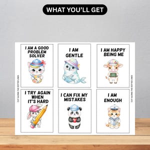 Kids Animals With Hats Affirmation Cards - 36 Printable Positive ...