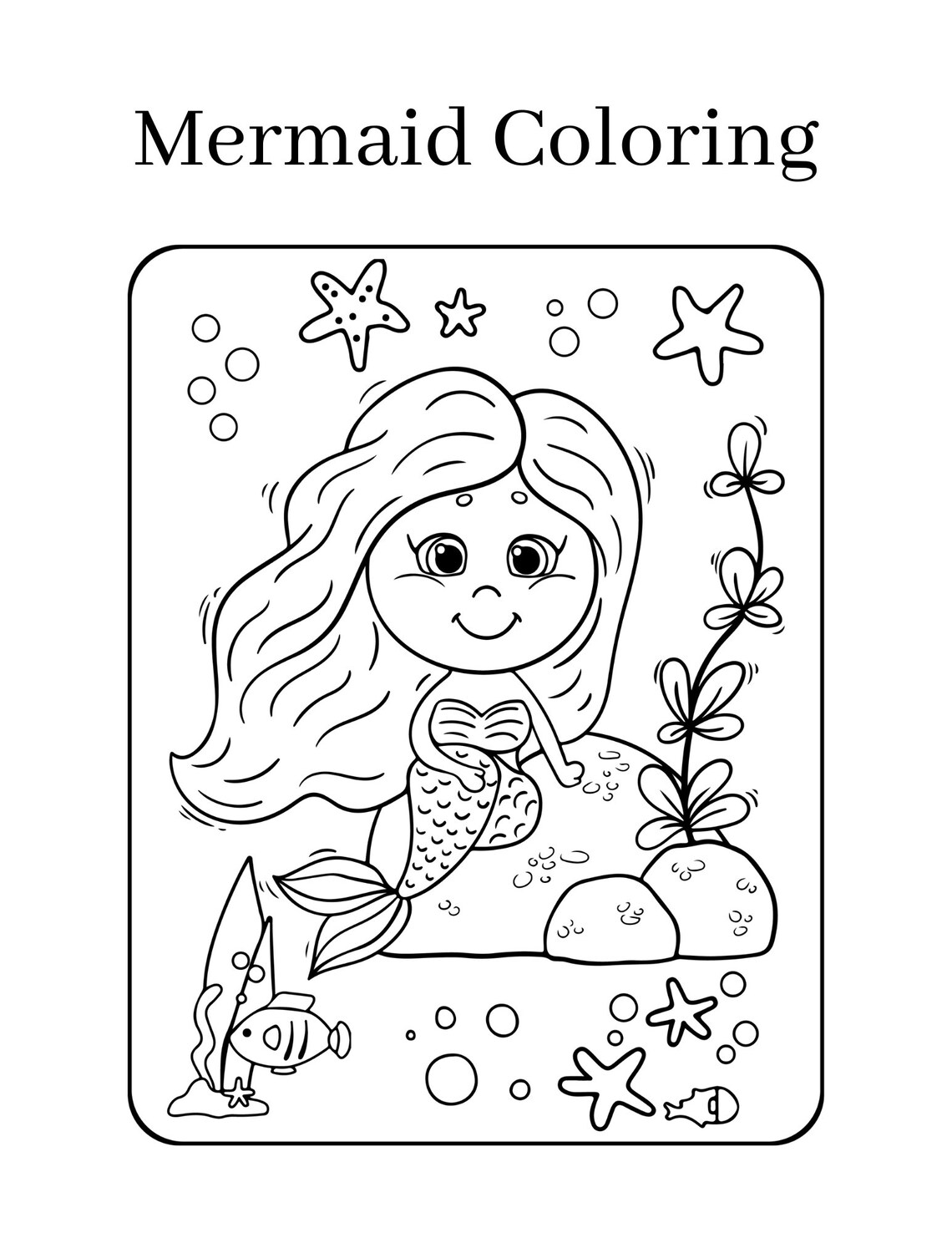 Mermaid Coloring Book Pages, Printable Mermaid Coloring Pages for Girls ...