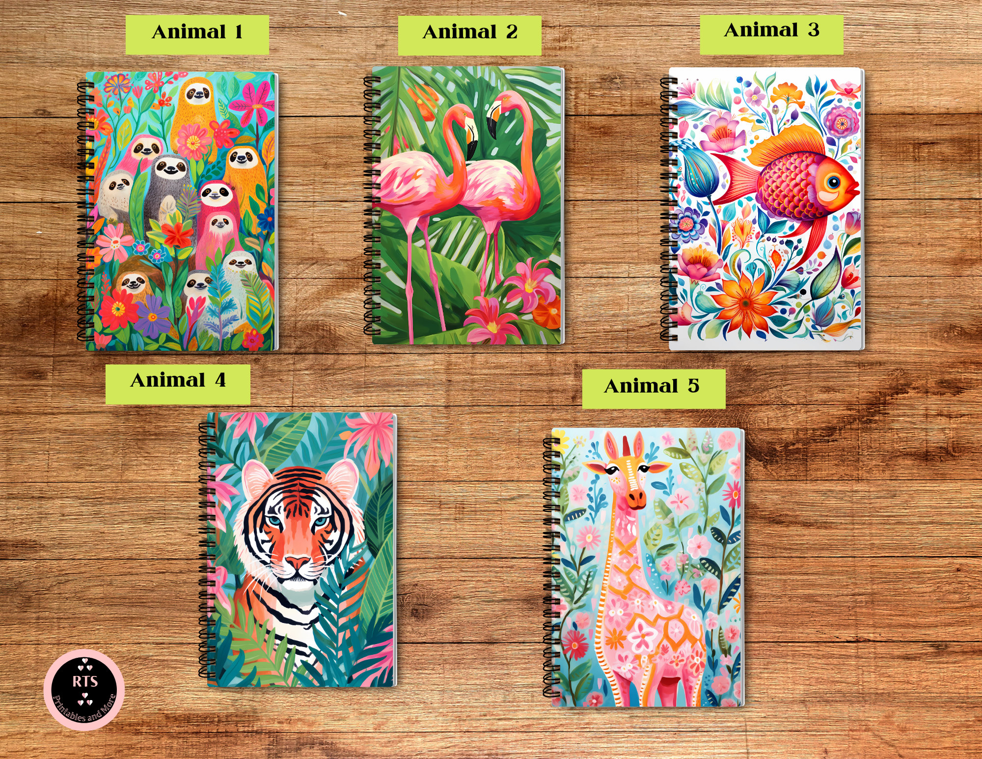 Spiral Notebook Colorful Eclectic Animal Print - Etsy