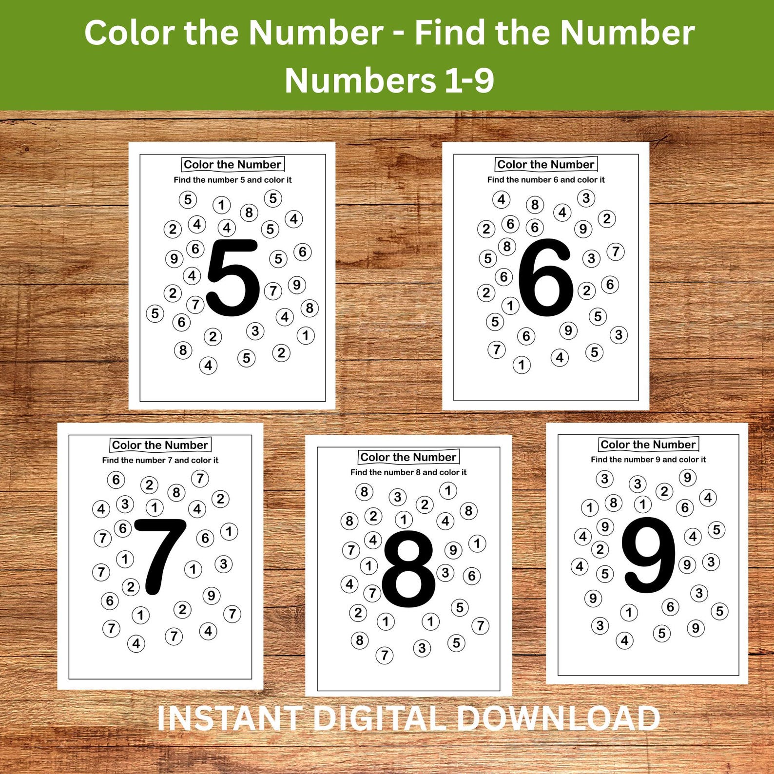 Preschool Number Coloring Pages 1-9: Printable Toddler Activity ...