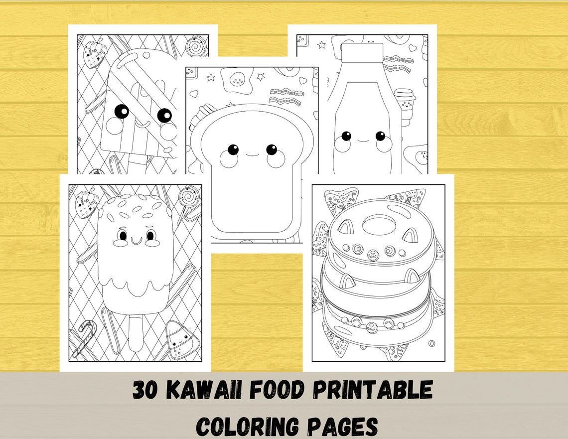 Kawaii Food Coloring Book for Kids, Printable Kawaii Food Activity ...