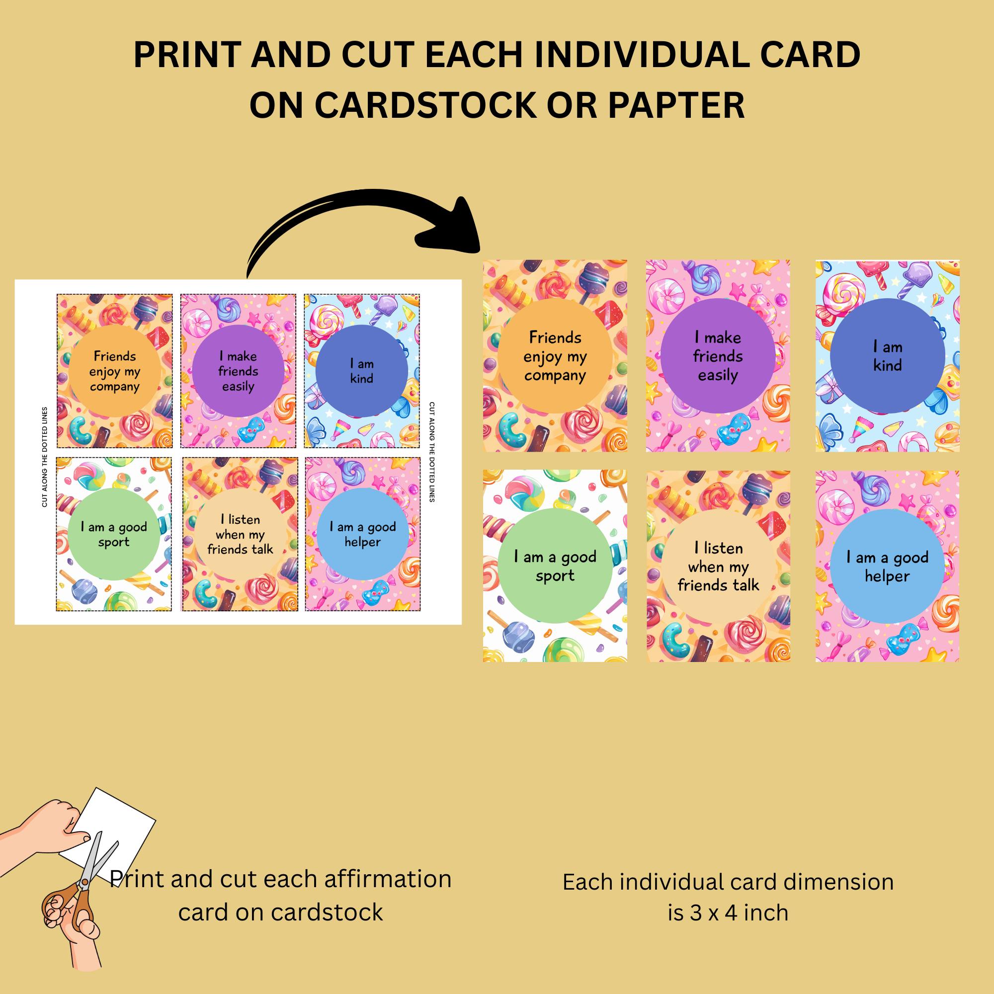 Candy Theme Friendship Affirmation Cards | Social Skills Printables ...