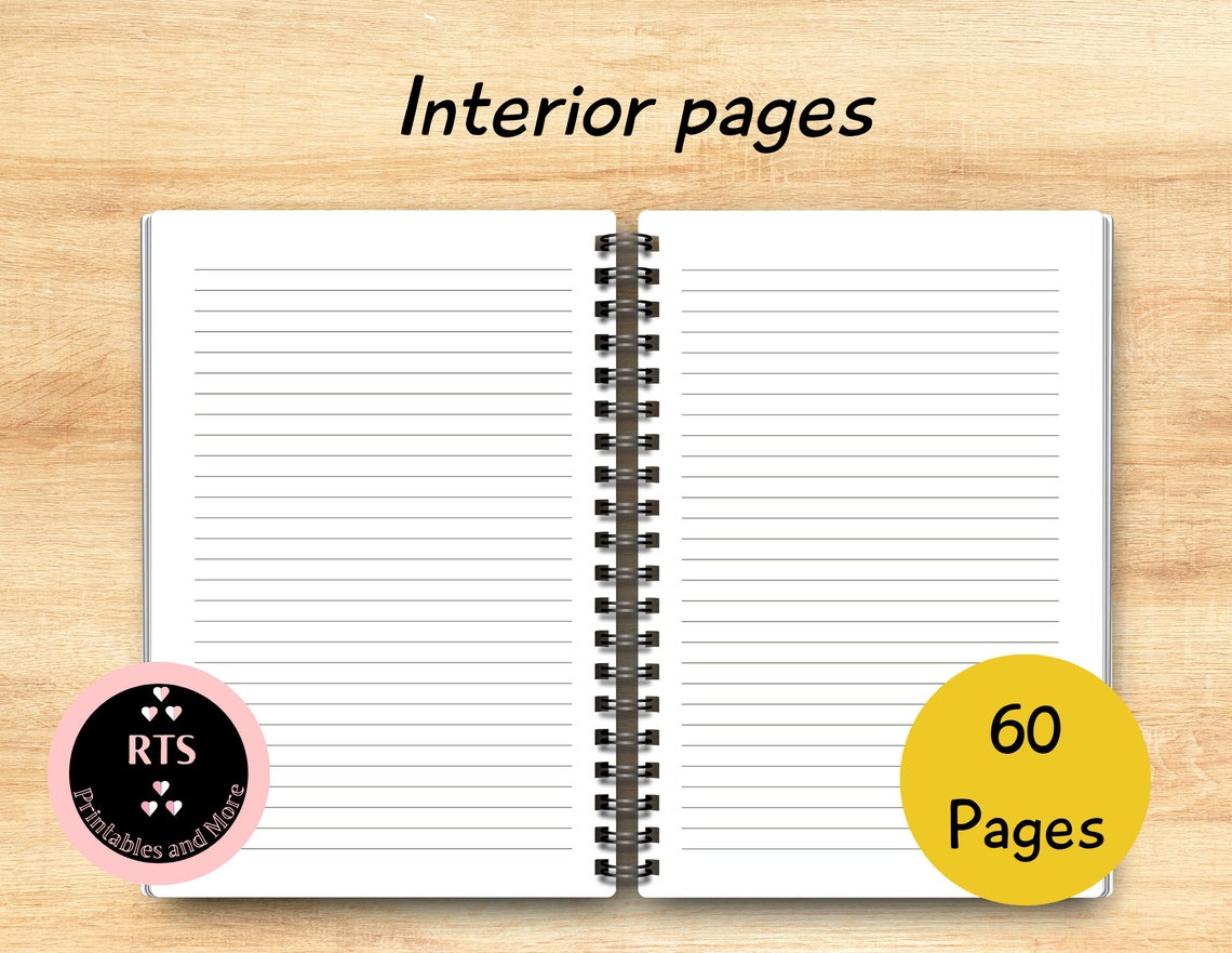 Retro Wavy Design Spiral Notebook Ruled Line 8.5x11 Notebook Floral ...